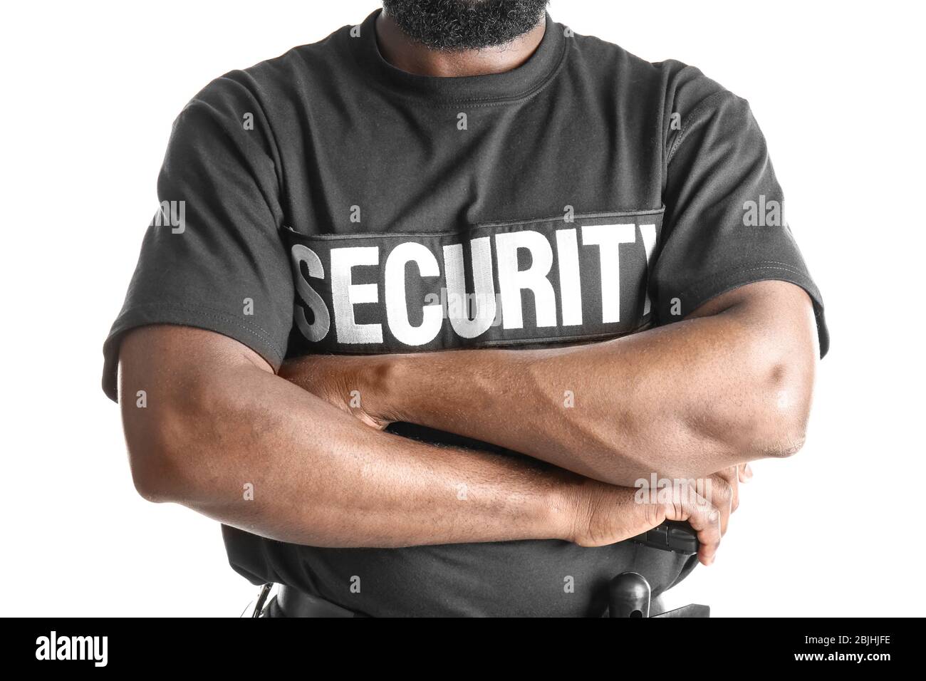 Male security guard on white background, closeup Stock Photo - Alamy