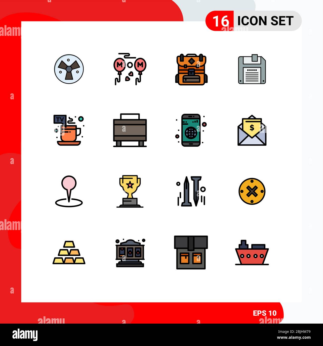 Stock Vector Icon Pack of 16 Line Signs and Symbols for tv break, hot ...