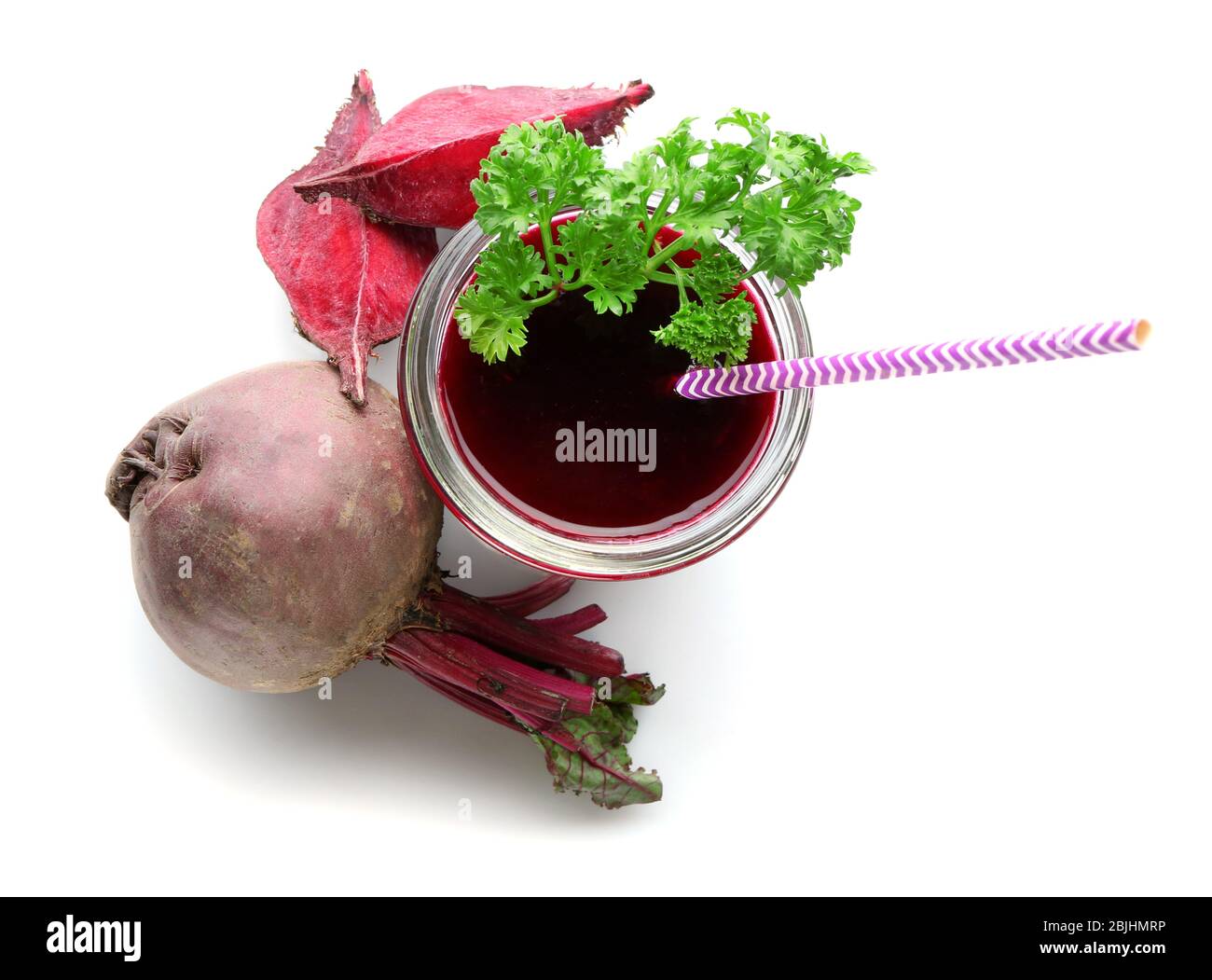 Glass of fresh beet juice on white background Stock Photo - Alamy