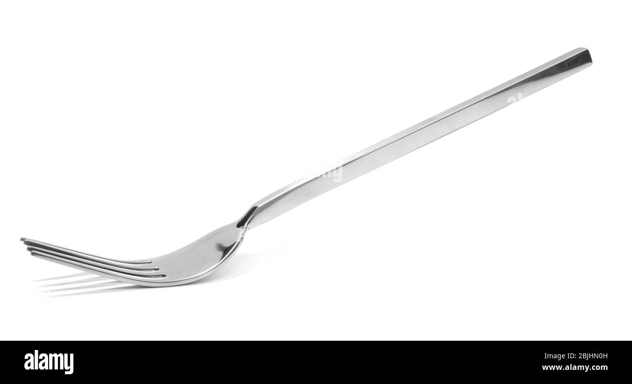 silver fork back on white background Stock Photo - Alamy