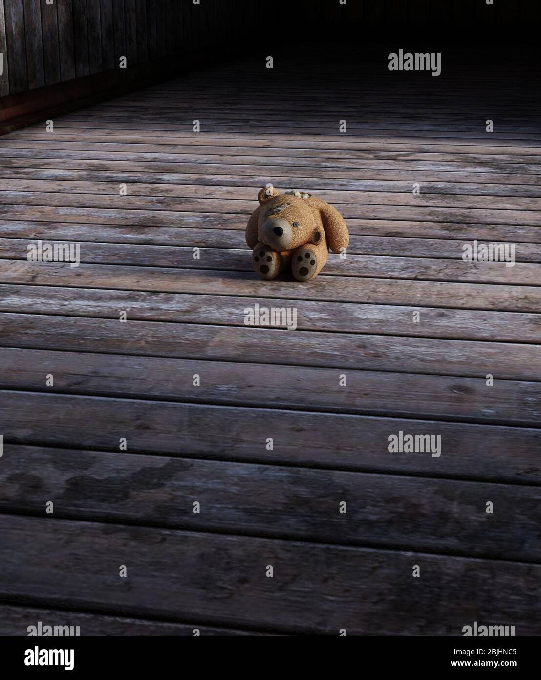 Creepy teddy bear in haunted house,3d rendering Stock Photo - Alamy