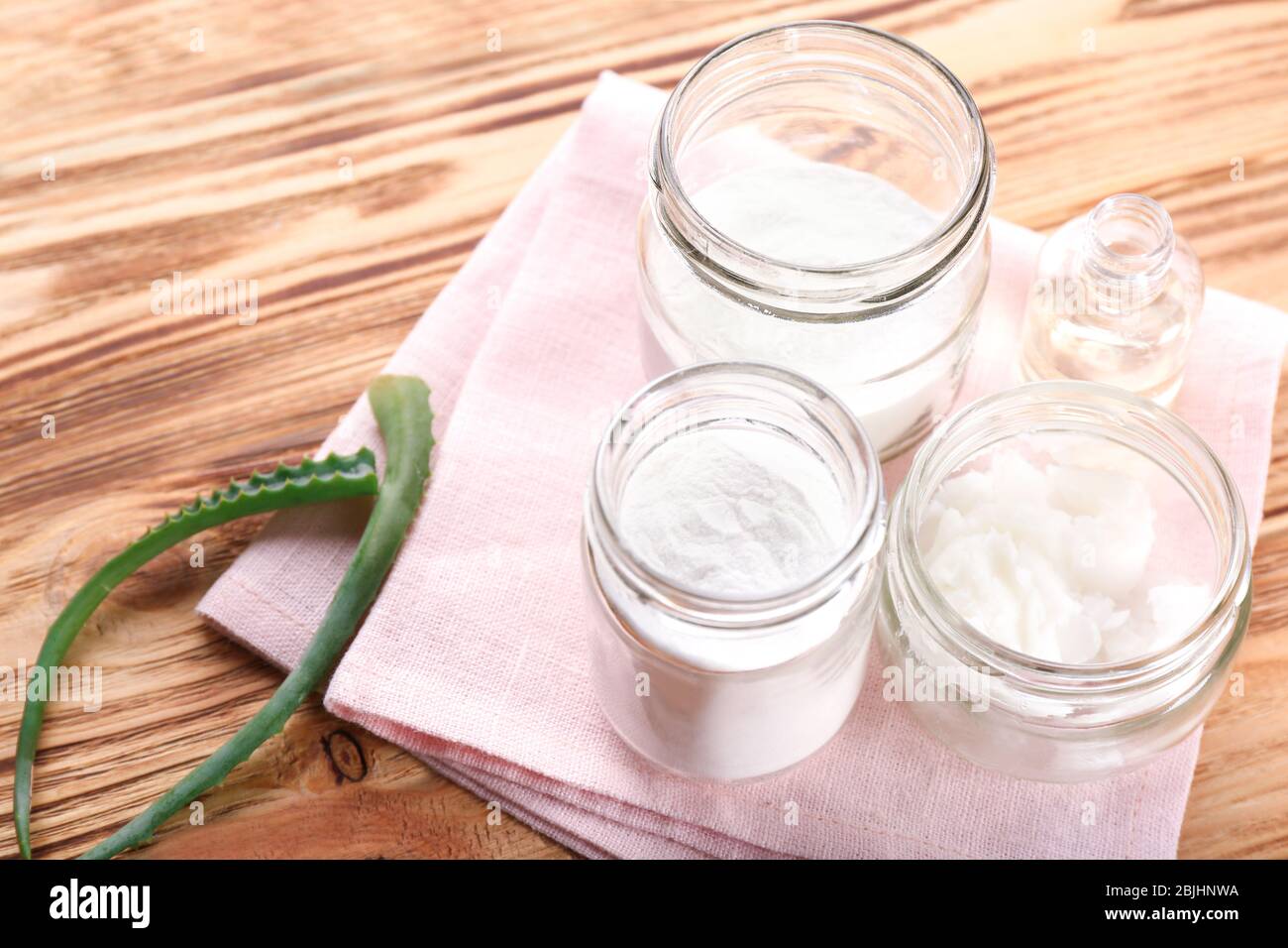 Composition with ingredients for deodorant on wooden table Stock Photo ...