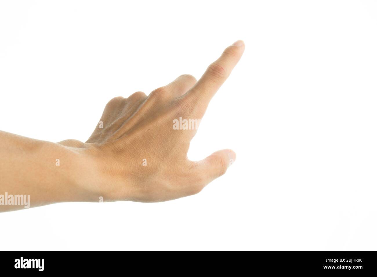 hand touching screen isolated on white background Stock Photo - Alamy