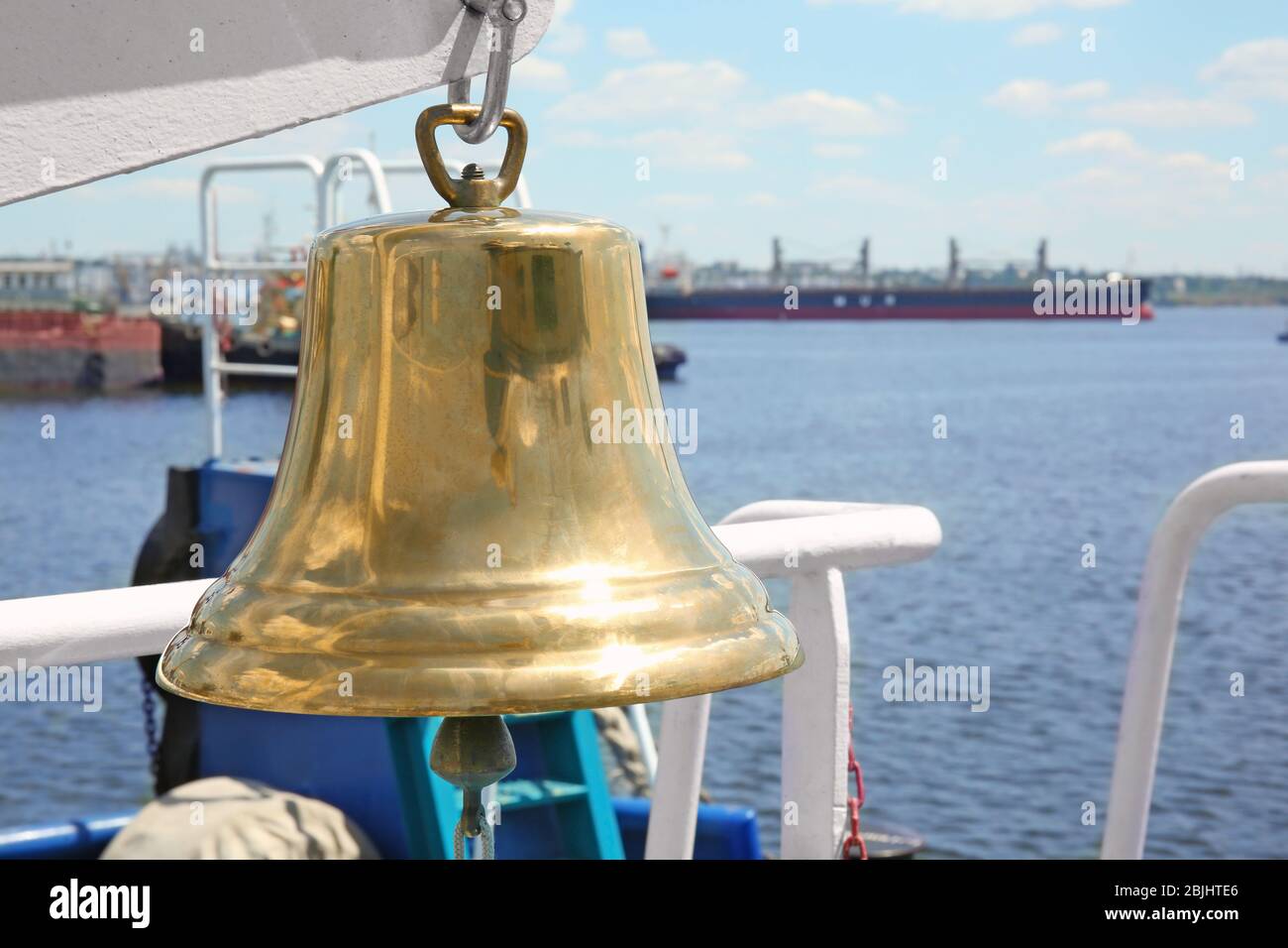 Big ship bell onboard the vessel in sea port Stock Photo - Alamy