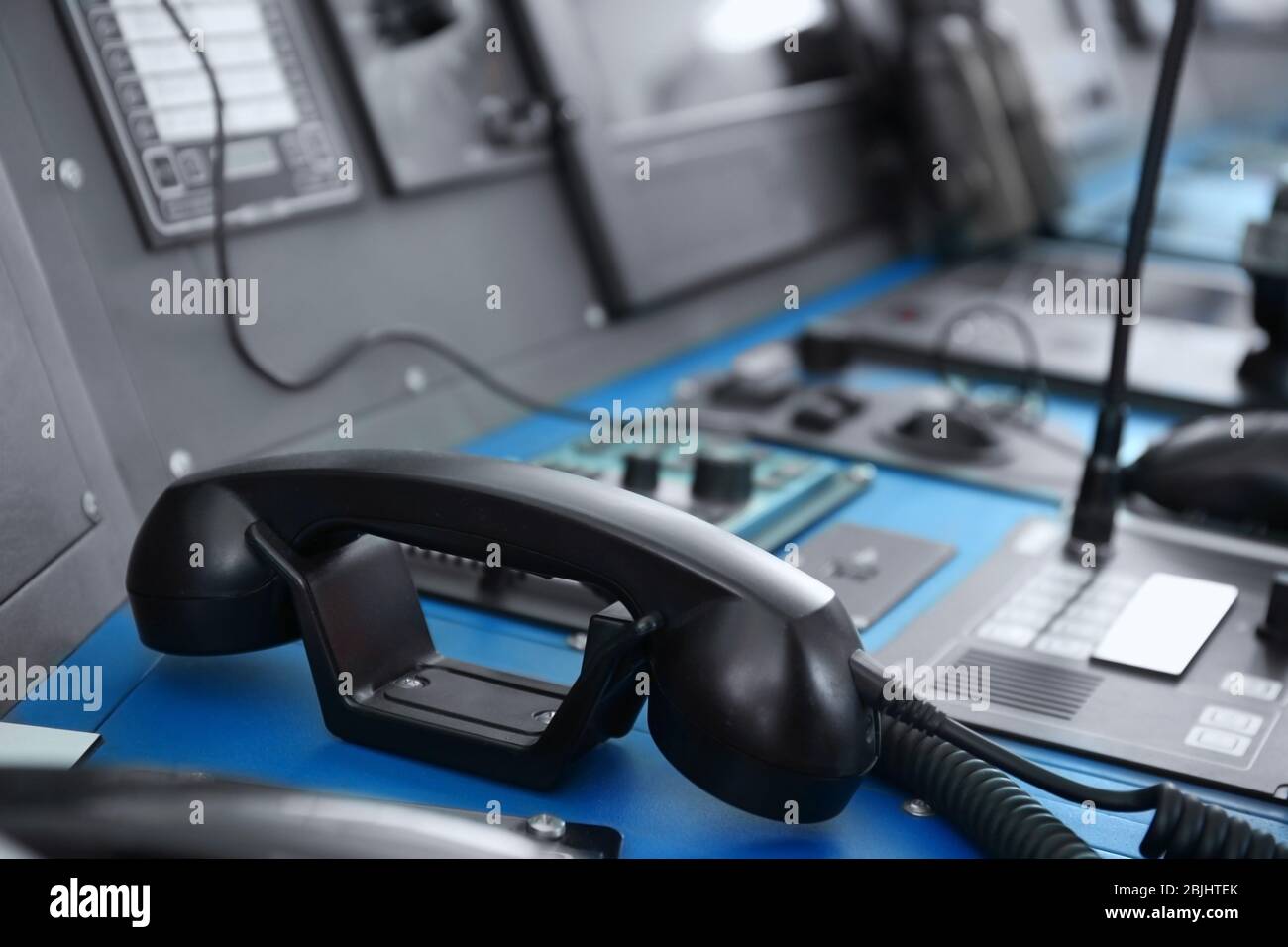 Telephone in captain's bridge of modern ship Stock Photo - Alamy
