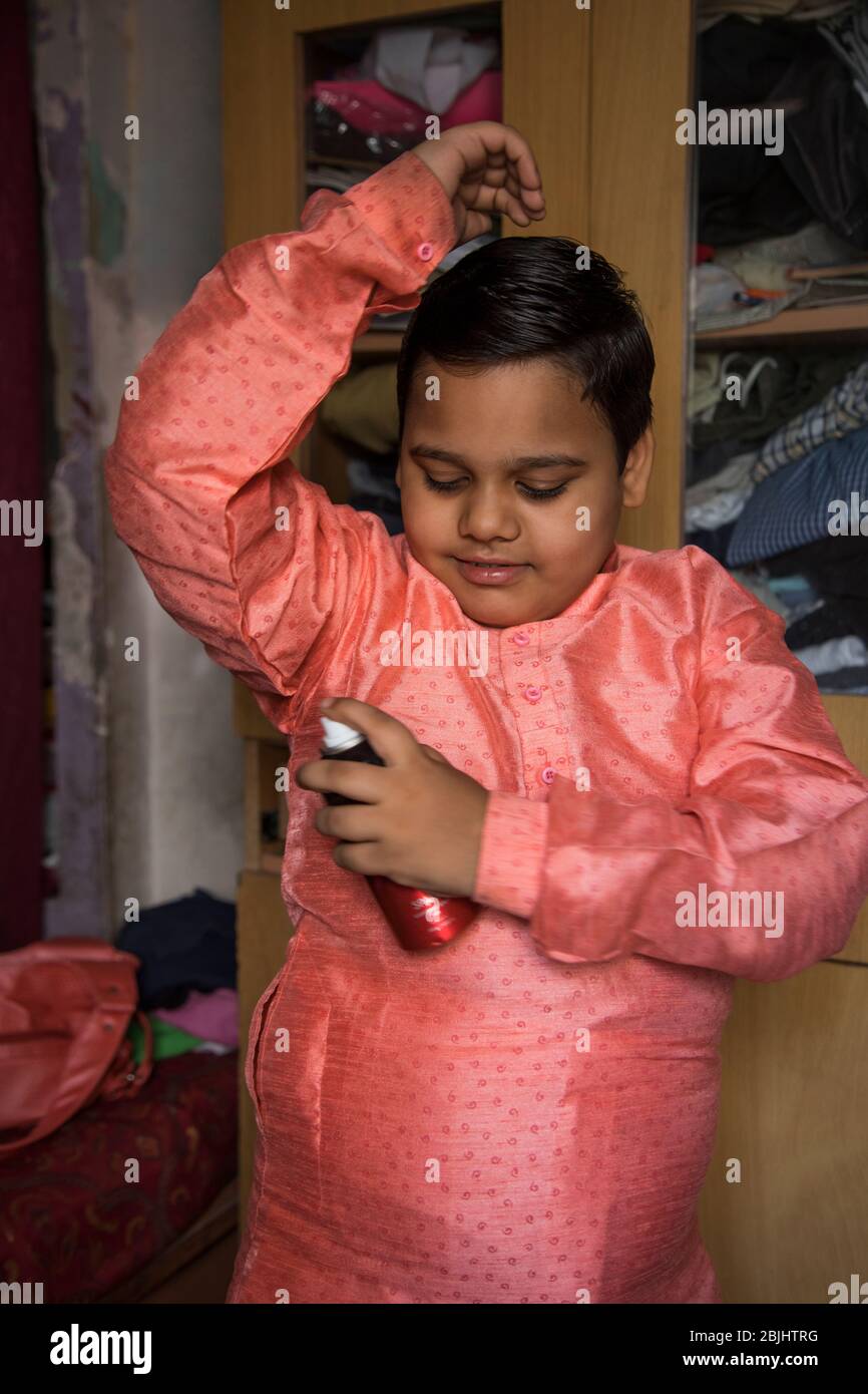young boy getting ready Stock Photo - Alamy