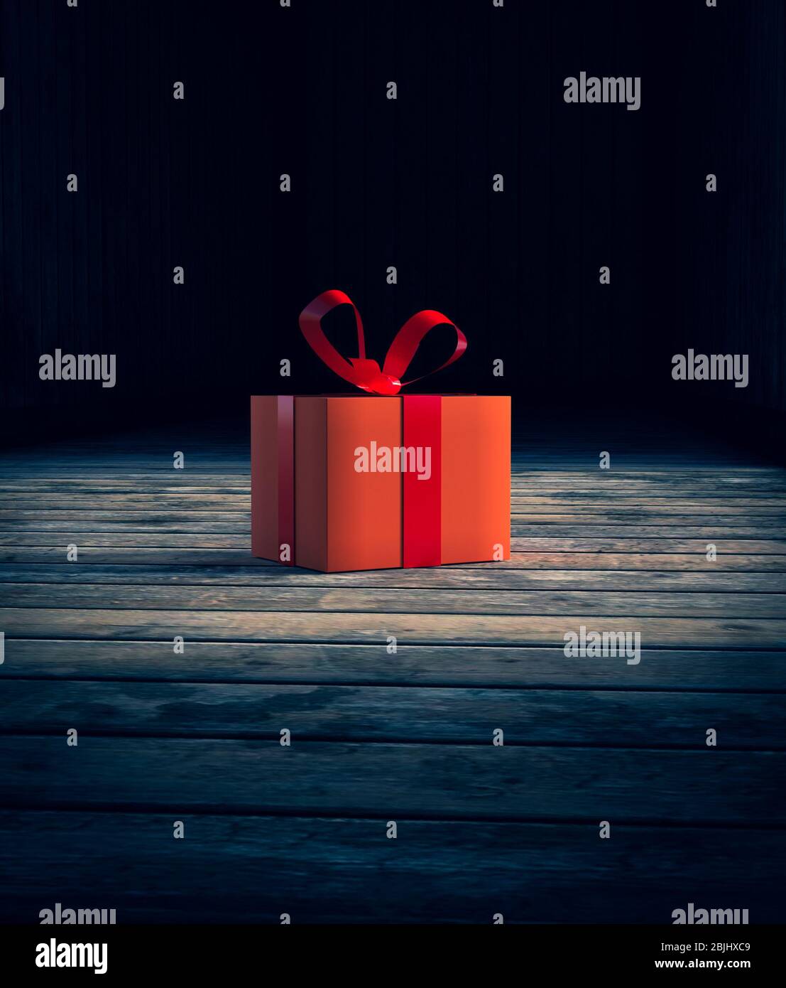 Offering,Orange gift box in haunted house,3d illustration Stock Photo ...