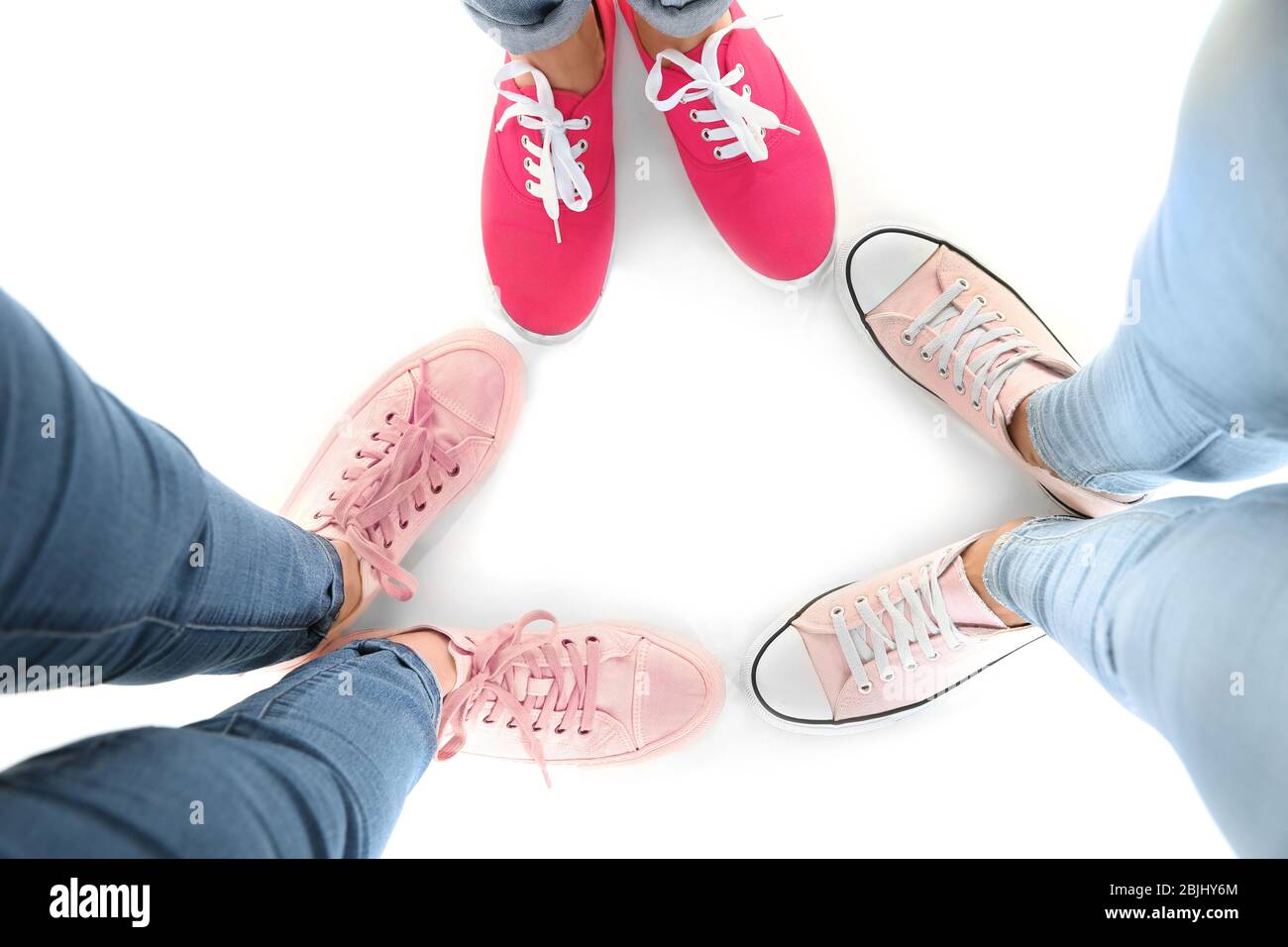 Top view of female feet isolated on white Stock Photo - Alamy