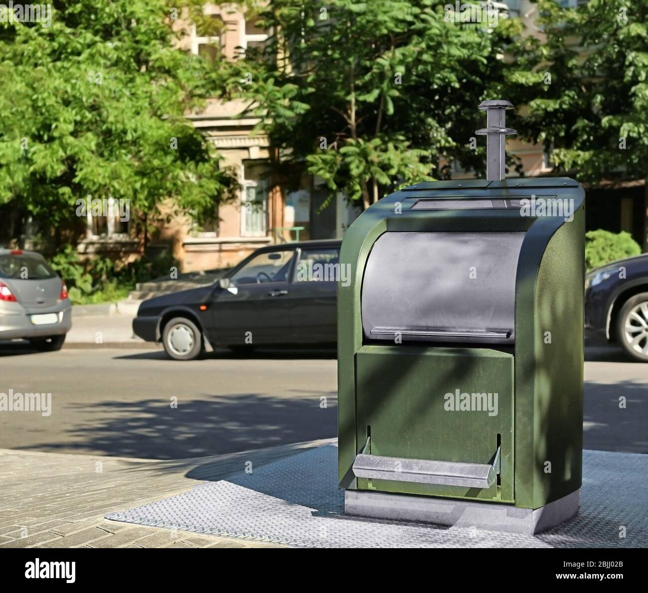 Modern garbage bin outdoors. Concept of environment preservation Stock ...