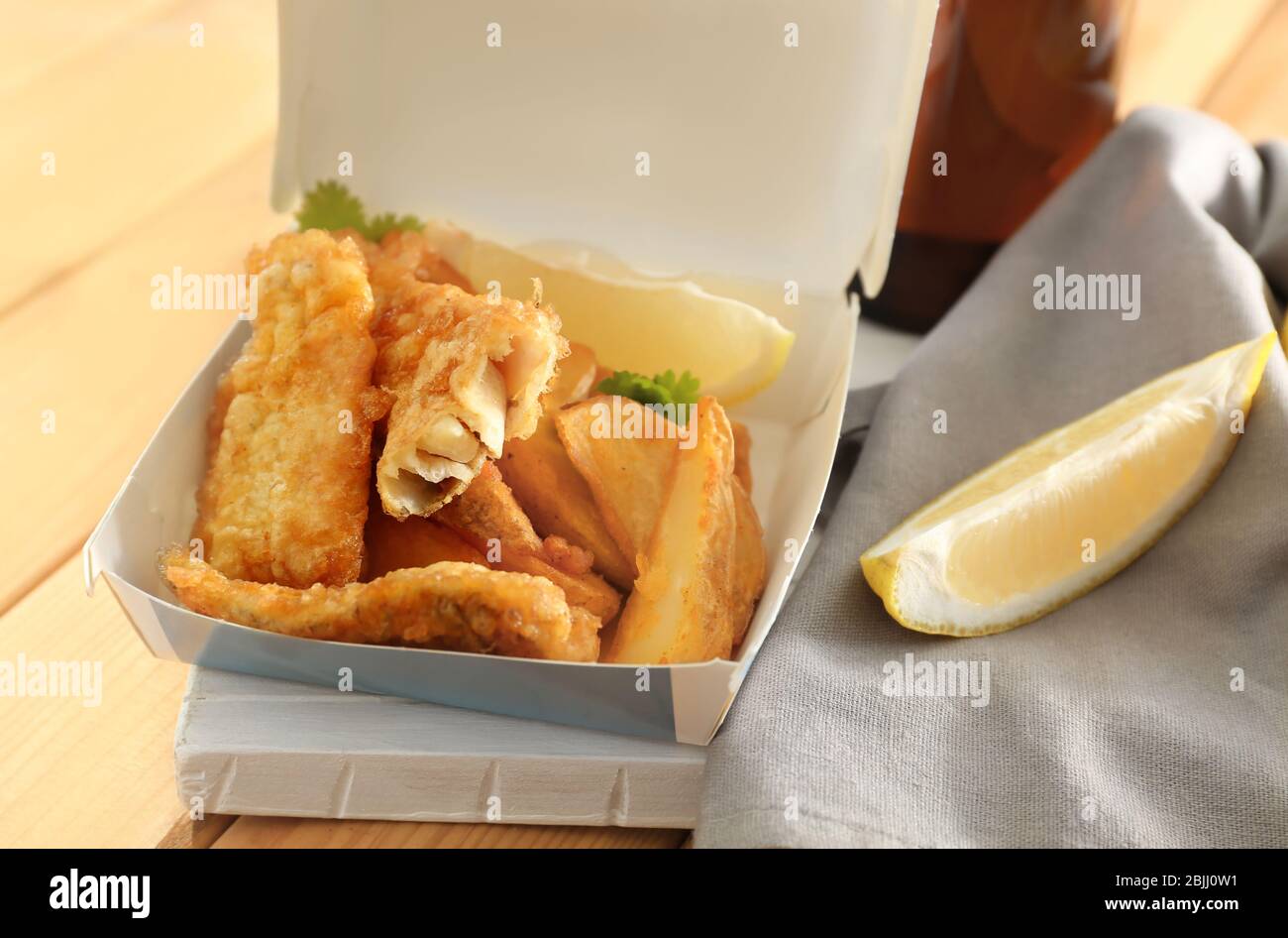 Fish and chips box table hi-res stock photography and images - Alamy