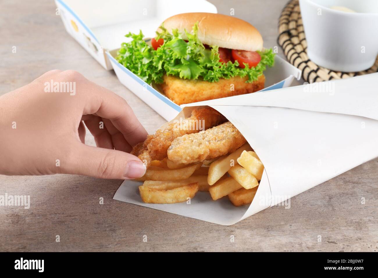 Fat person fish and chips hi-res stock photography and images - Alamy