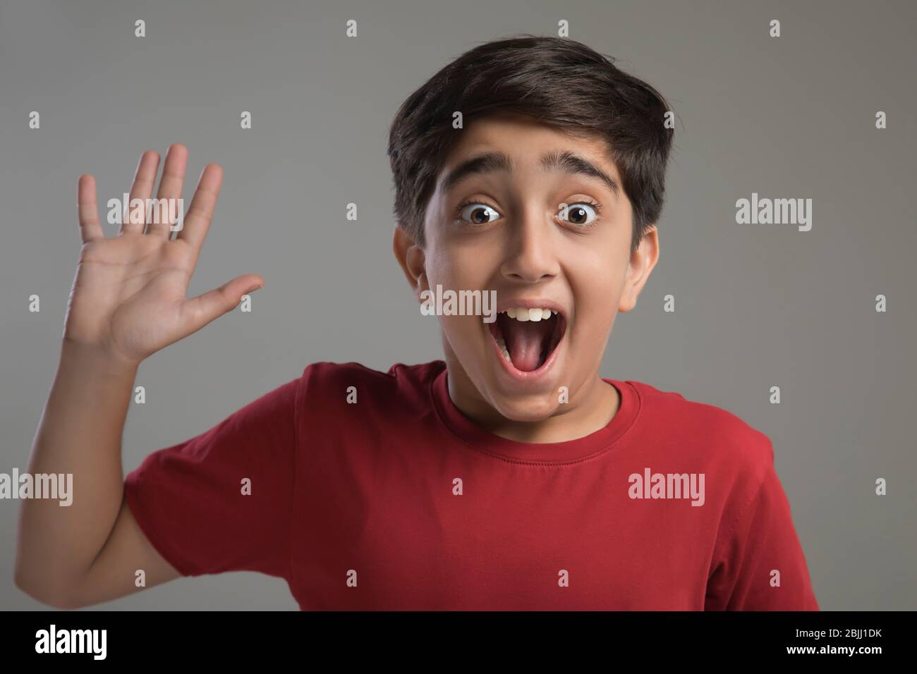 Portrait of an excited young boy. (Children Stock Photo - Alamy