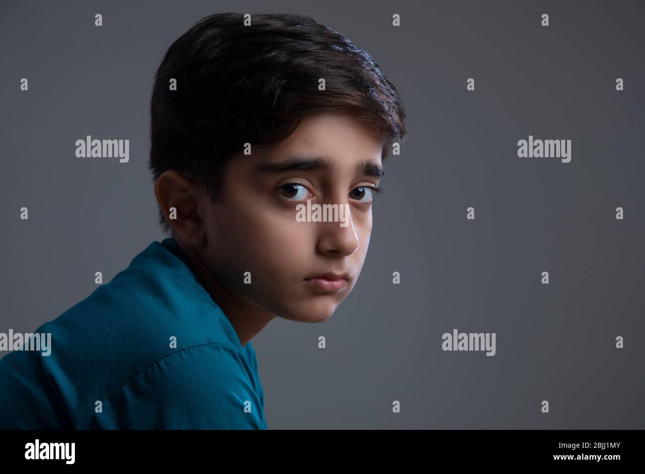 Portrait of a sad young boy. (Children Stock Photo - Alamy