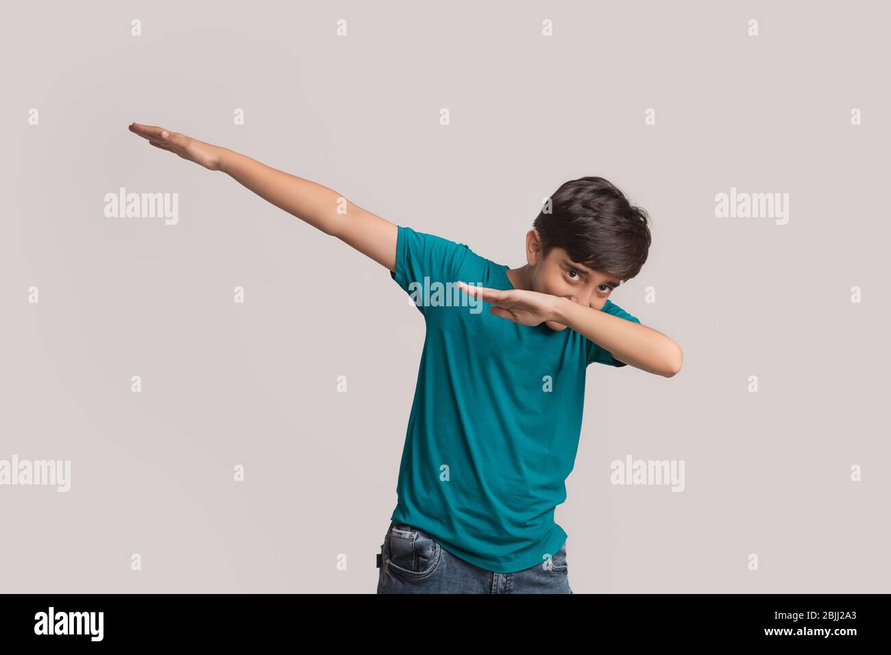 Portrait of a happy young boy dancing. (Children Stock Photo - Alamy