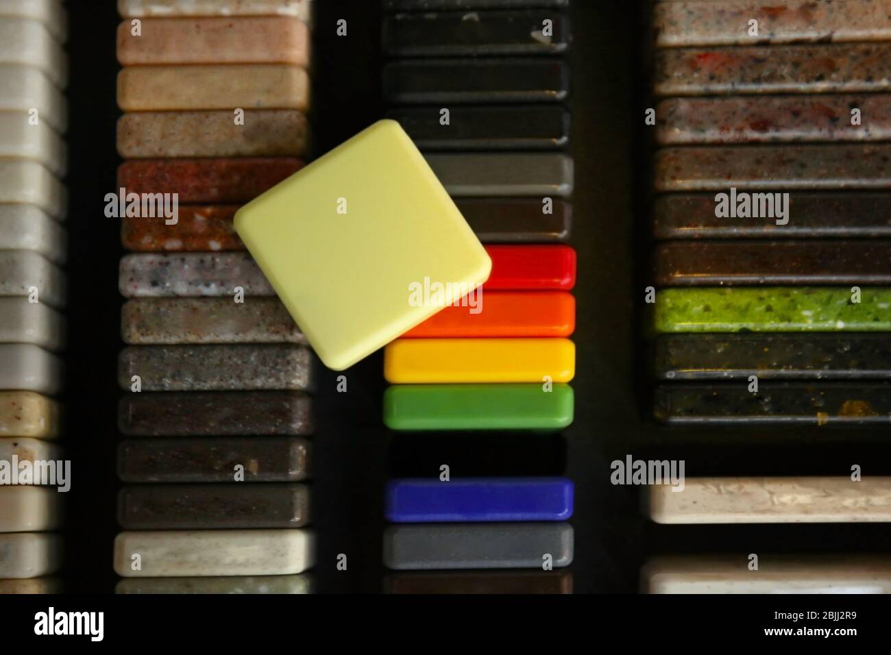 Different samples of solid surface for furniture, closeup Stock Photo ...