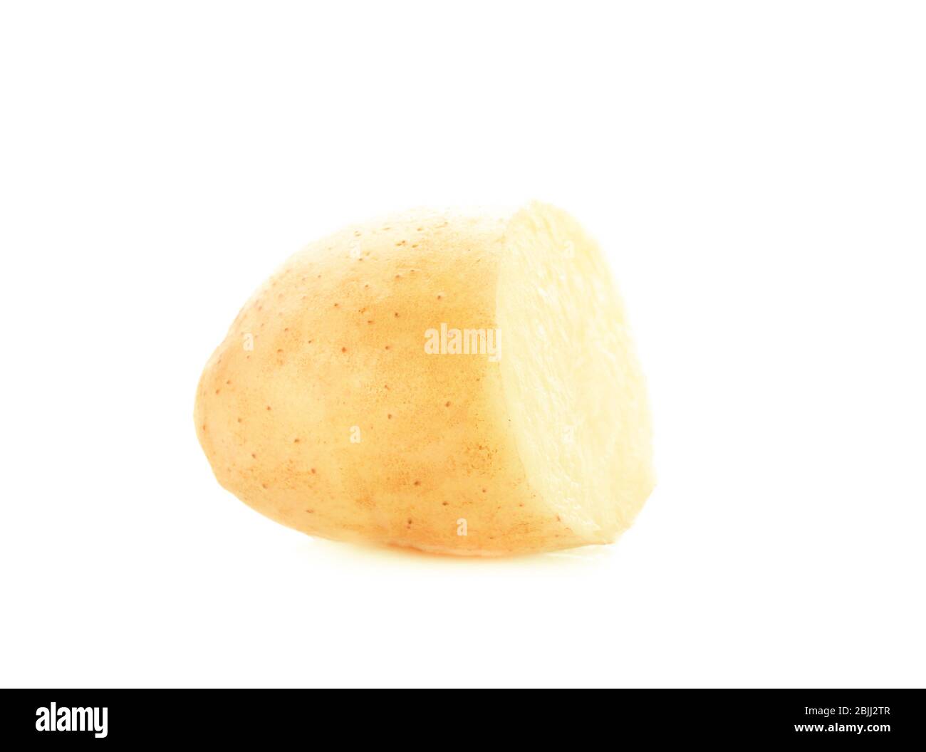 Organic raw potato cut in half on white background Stock Photo - Alamy