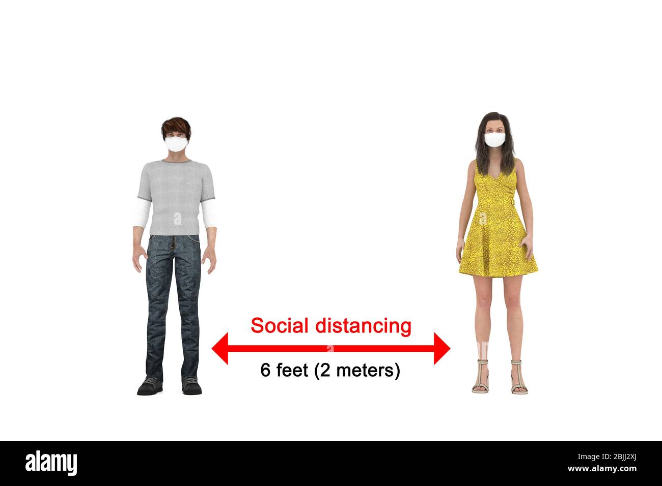 Covid-19 or coronavirus,Social distancing or physical distancing,3d ...