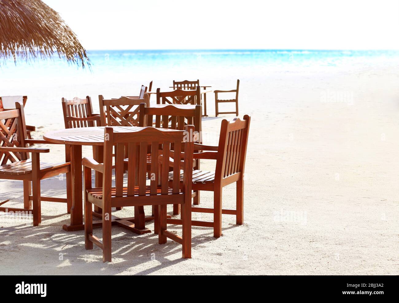 Territory of beach cafe at tropical resort Stock Photo - Alamy