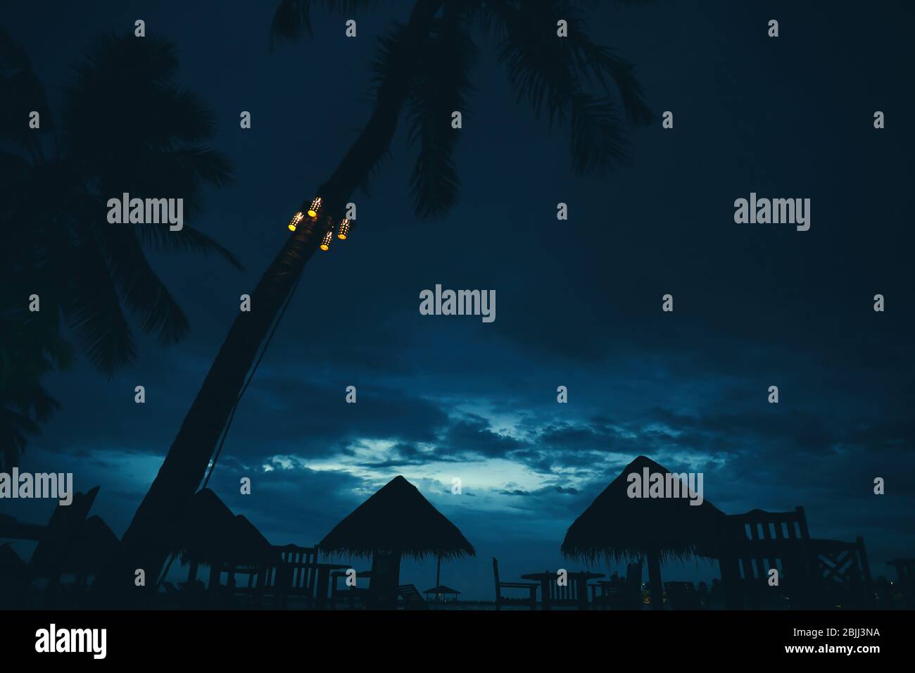 Night view of tropical resort Stock Photo - Alamy