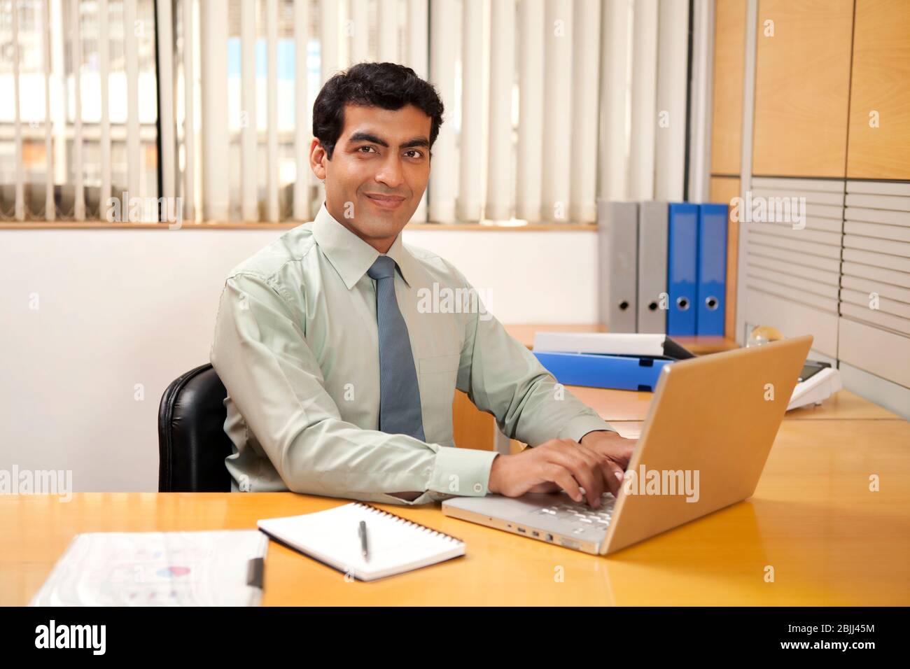 Business executive working on a laptop Stock Photo - Alamy