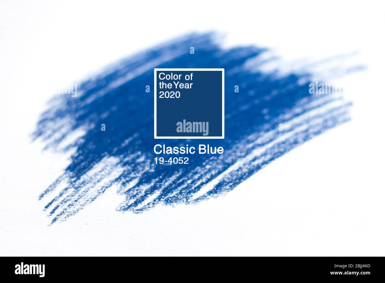 Classic Blue. Color of the Year 2020. Brush stroke of blue paint on ...