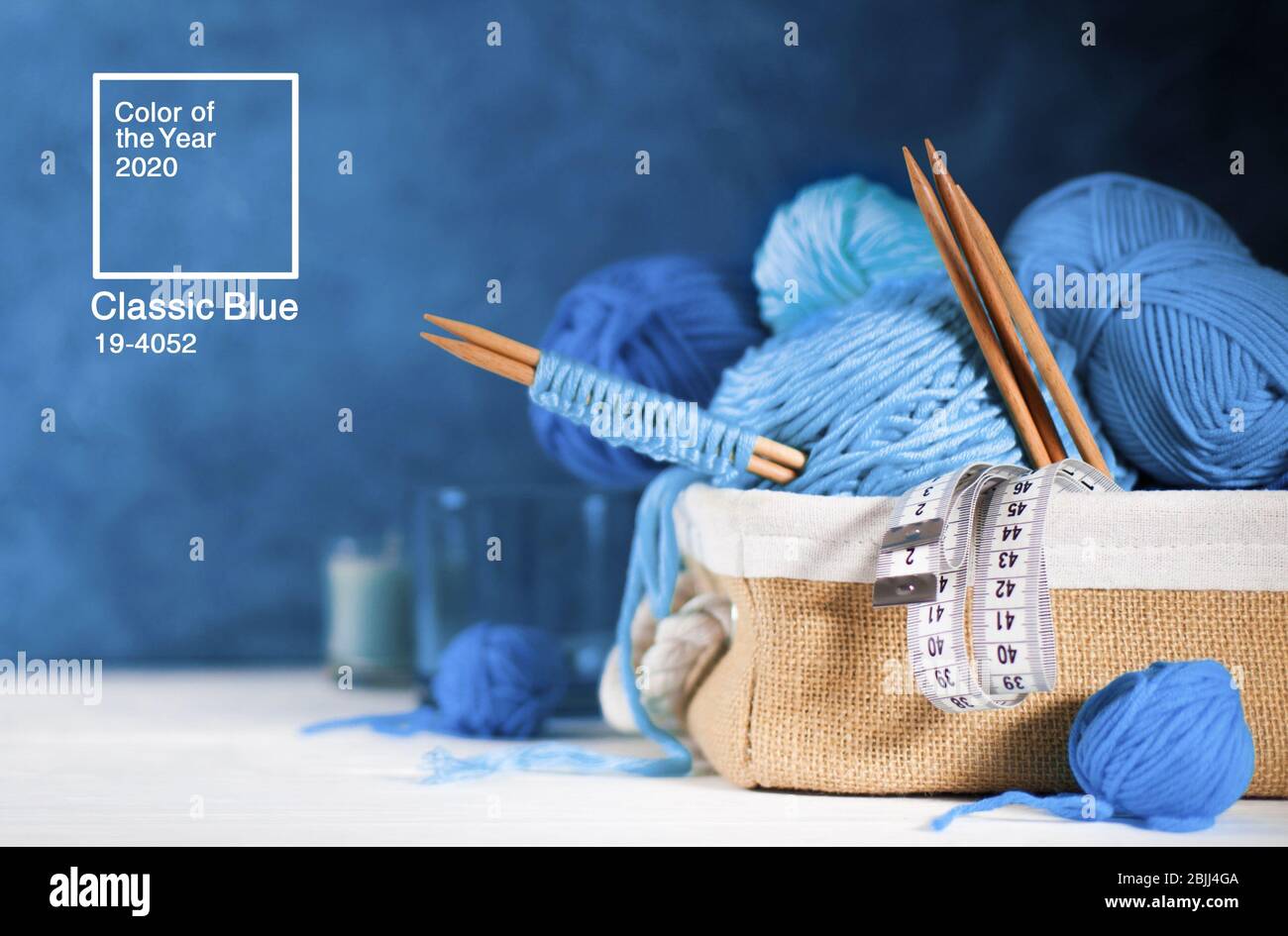 Classic Blue. Color of the Year 2020. Cold color yarn Stock Photo - Alamy