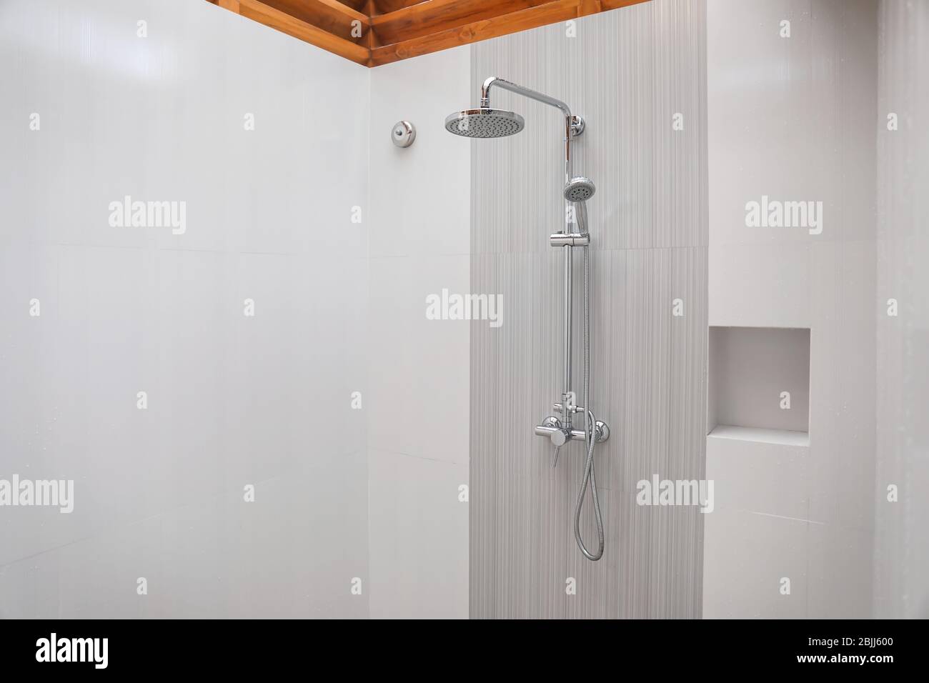 Shower in modern hotel bathroom Stock Photo - Alamy