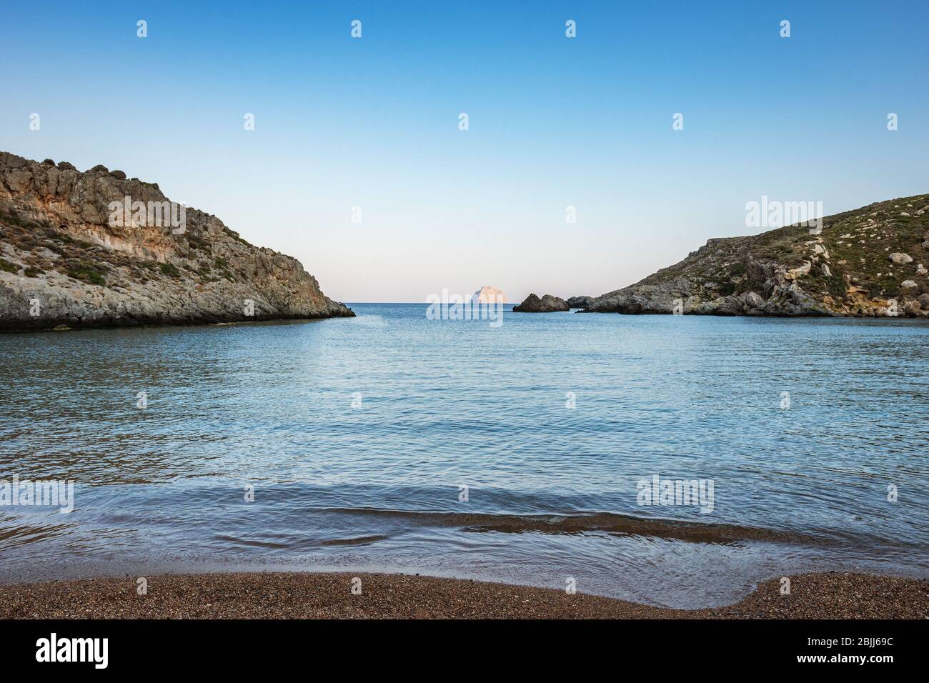 The famous rocky beach Melidoni at sunset. Amazing scenery with crystal ...