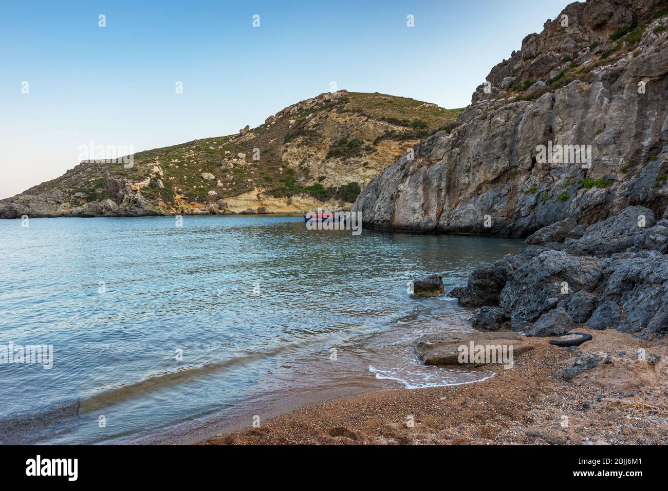 The famous rocky beach Melidoni in Kythera island. Amazing scenery with ...