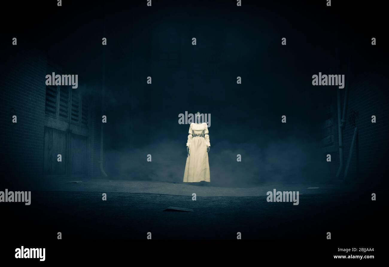 Ghost woman in the dark,3d rendering Stock Photo - Alamy
