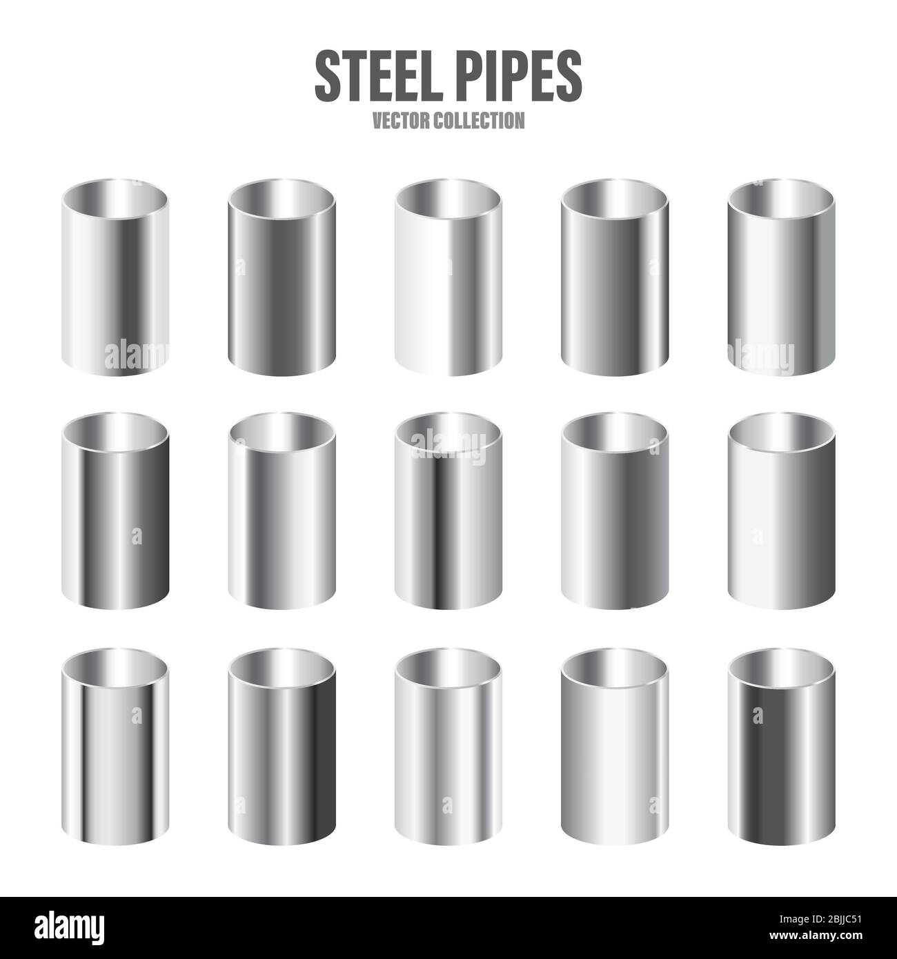 Steel pipes collection. Construction material. Polished metal texture ...