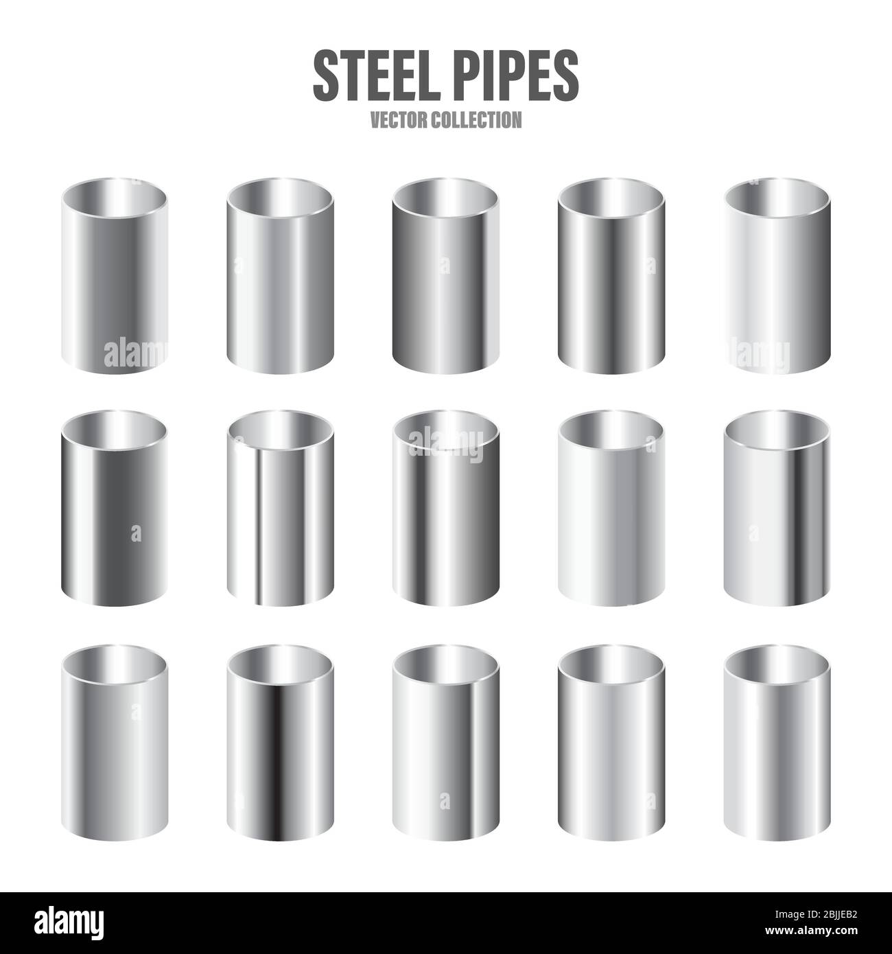 Steel pipes collection. Construction material. Polished metal texture ...