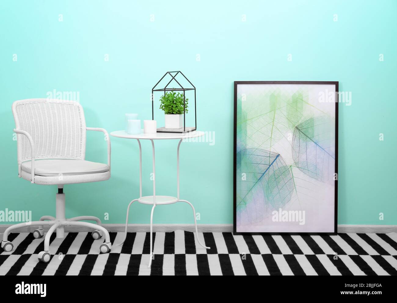 Trendy interior with mint color Stock Photo - Alamy