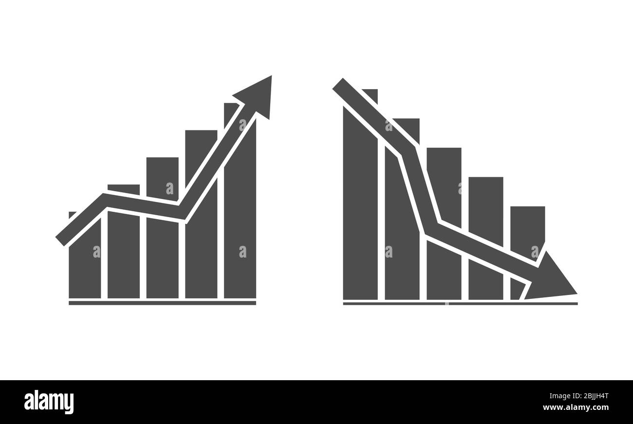 Set of vector icon charts of growth and decline of business, Finance ...