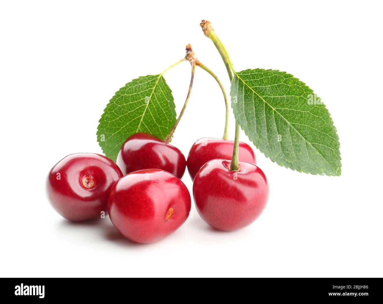 Sweet red cherries, isolated on white Stock Photo - Alamy