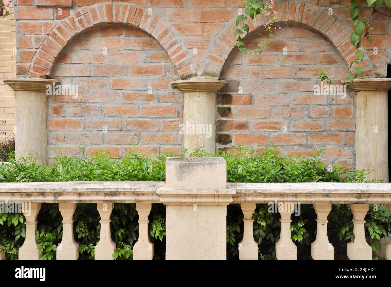 Garden Decoration in different corners of brick clay Stock Photo - Alamy