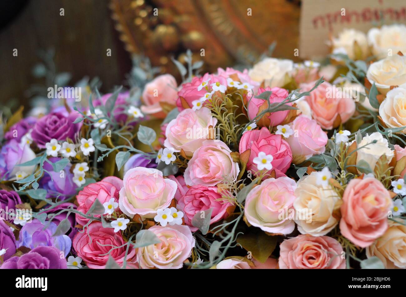Bright and beautiful colors of plastic flowers Stock Photo - Alamy