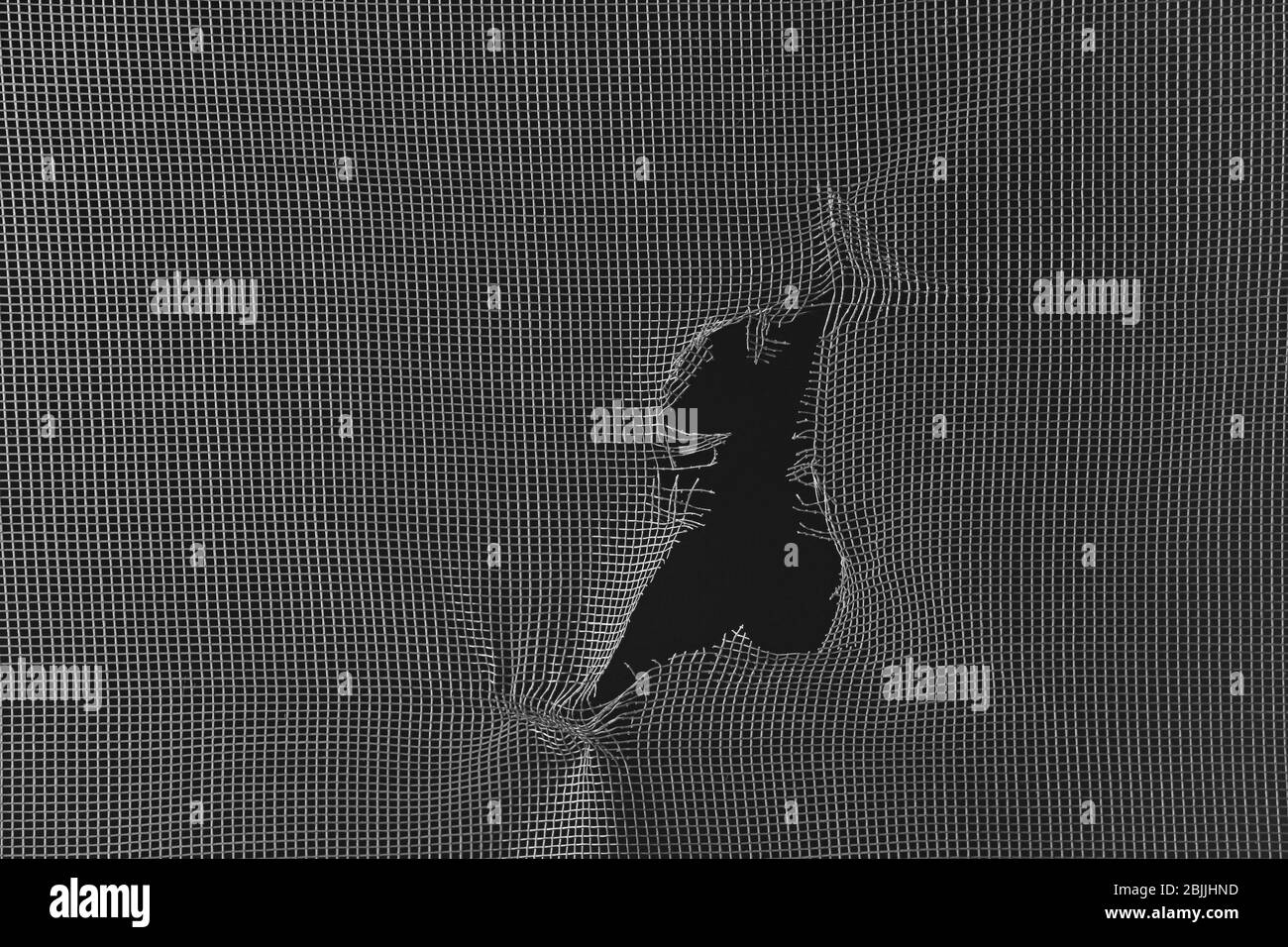 Torn window screen, closeup Stock Photo - Alamy