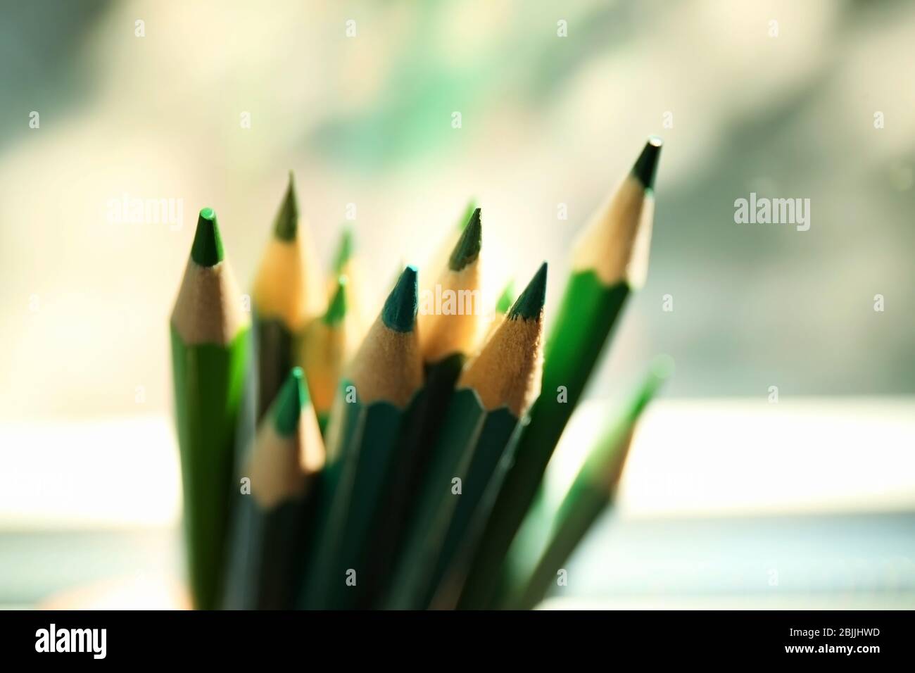 Green pencils different shades hi-res stock photography and images - Alamy