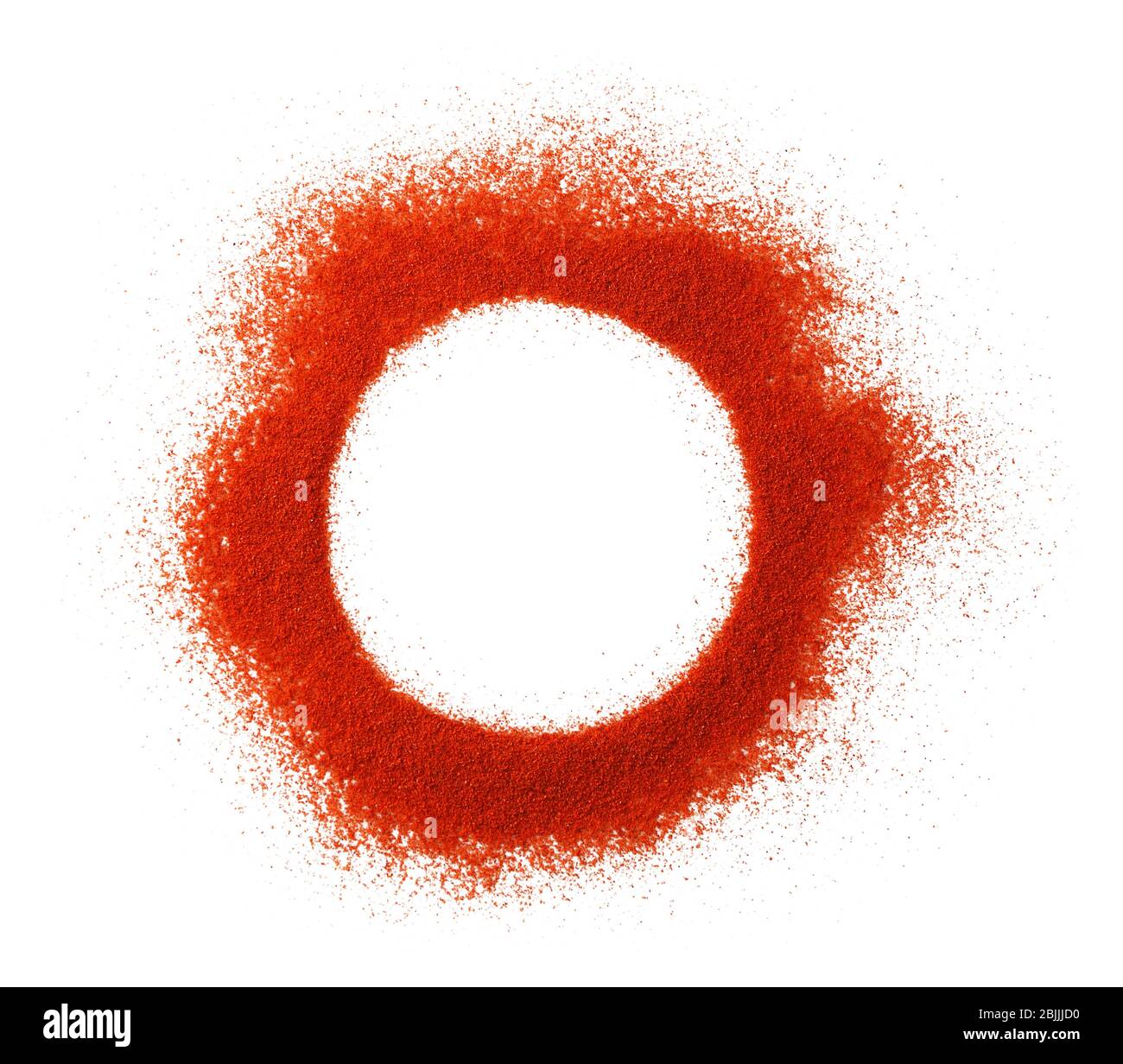 Round frame made with chili powder on white background Stock Photo - Alamy