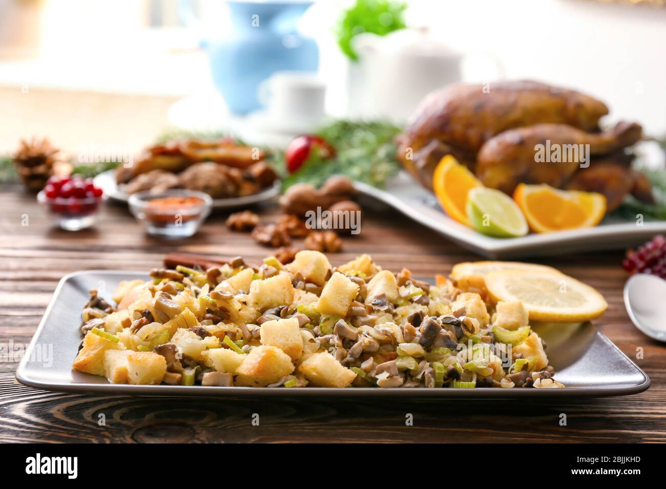 Turkey stuffing on plate hi-res stock photography and images - Alamy