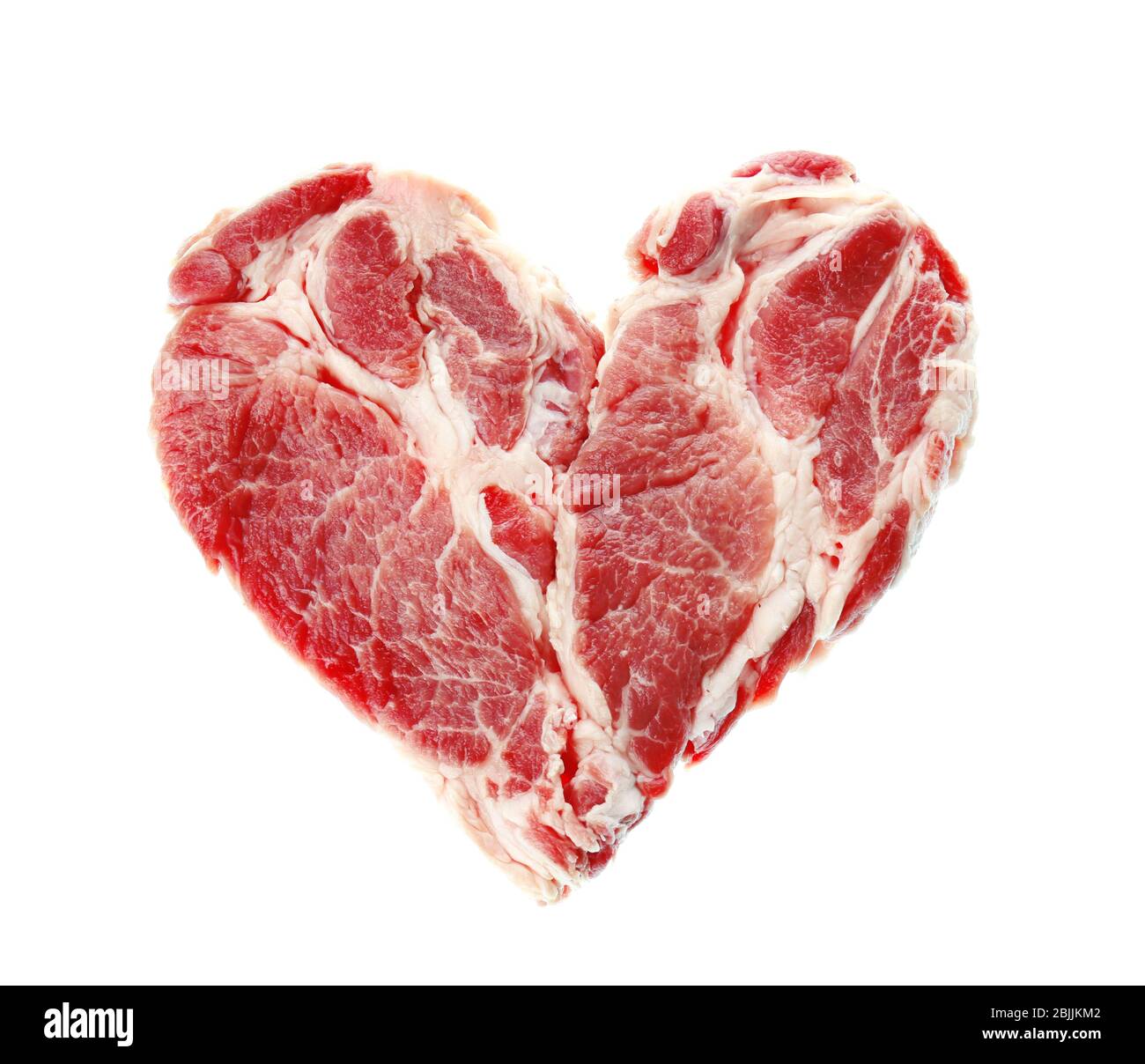 Fresh raw meat in shape of heart on white background Stock Photo - Alamy