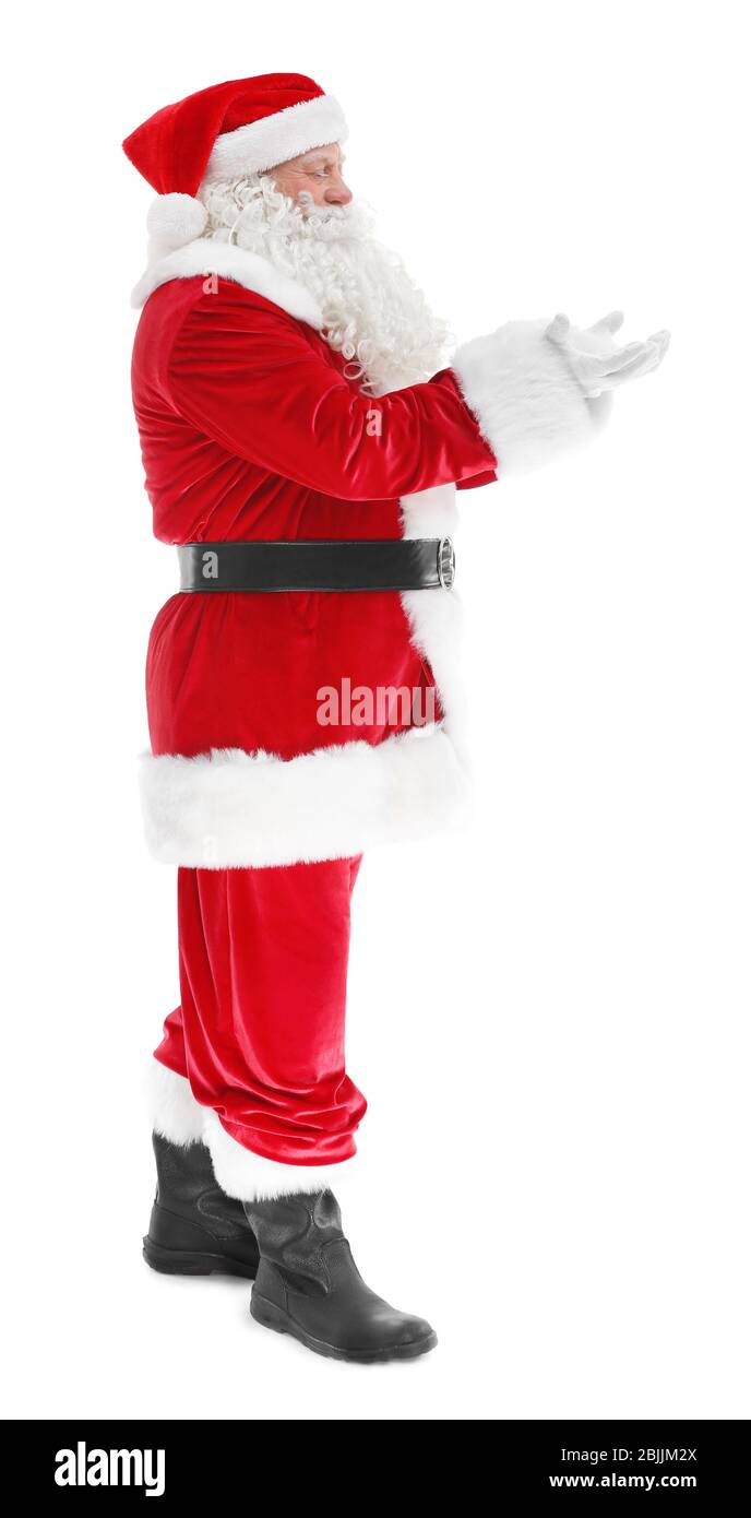 Authentic Santa Claus standing on white background Stock Photo - Alamy