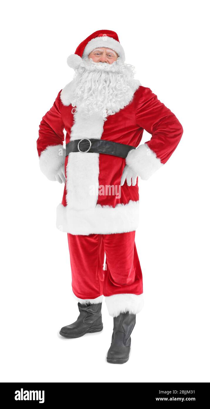 Authentic Santa Claus standing on white background Stock Photo - Alamy