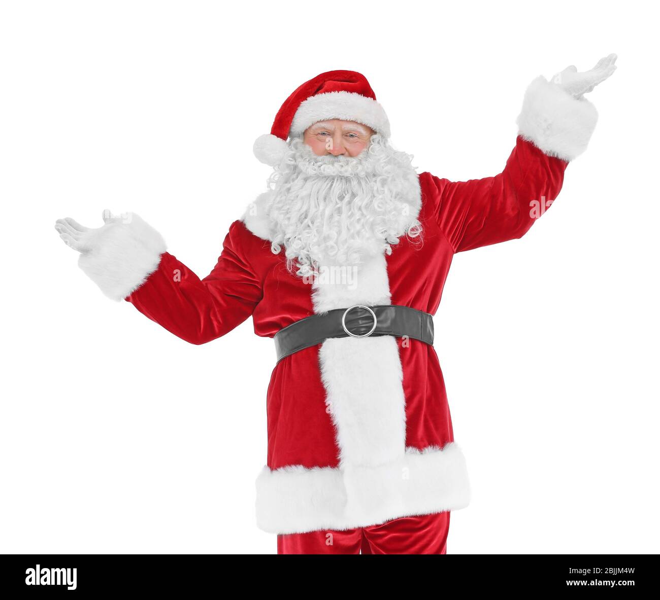 Authentic Santa Claus standing on white background Stock Photo - Alamy