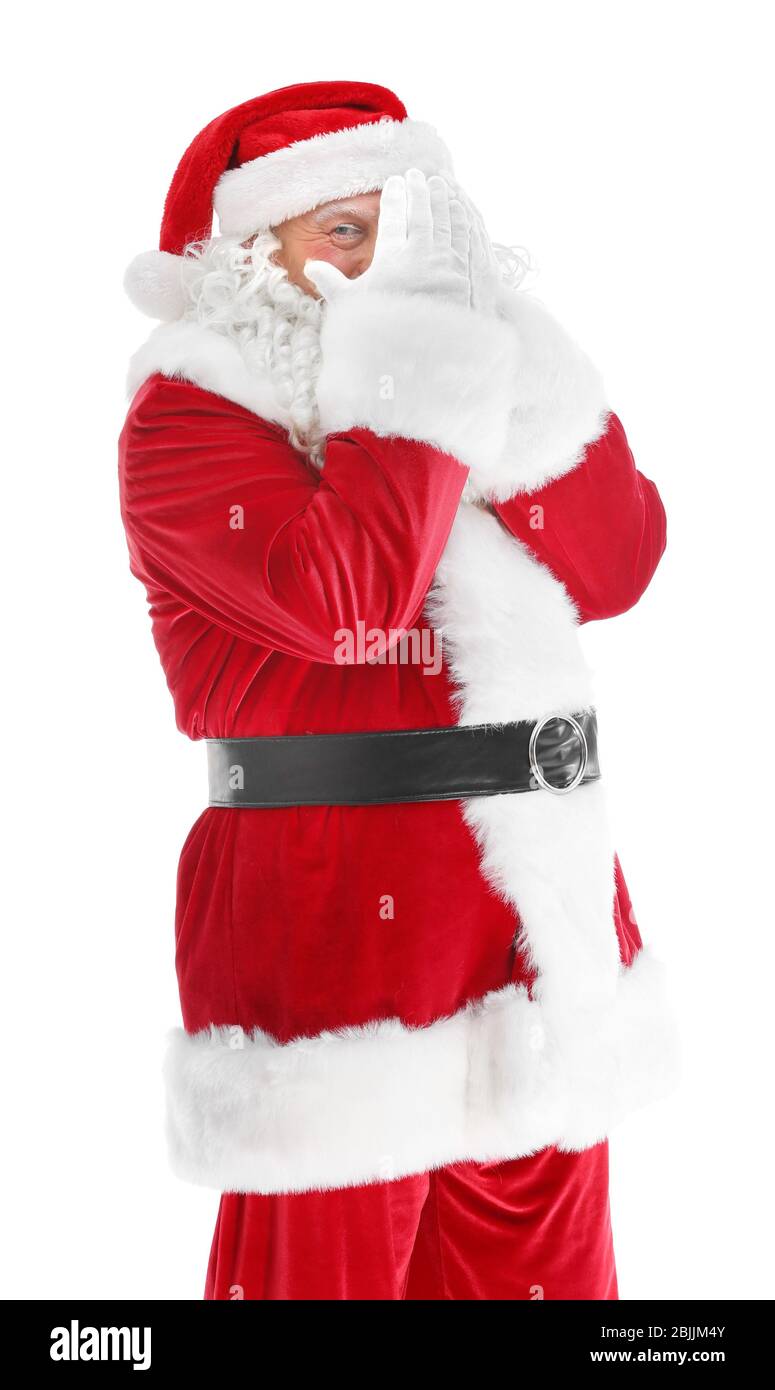 Santa Claus standing on white background Stock Photo - Alamy