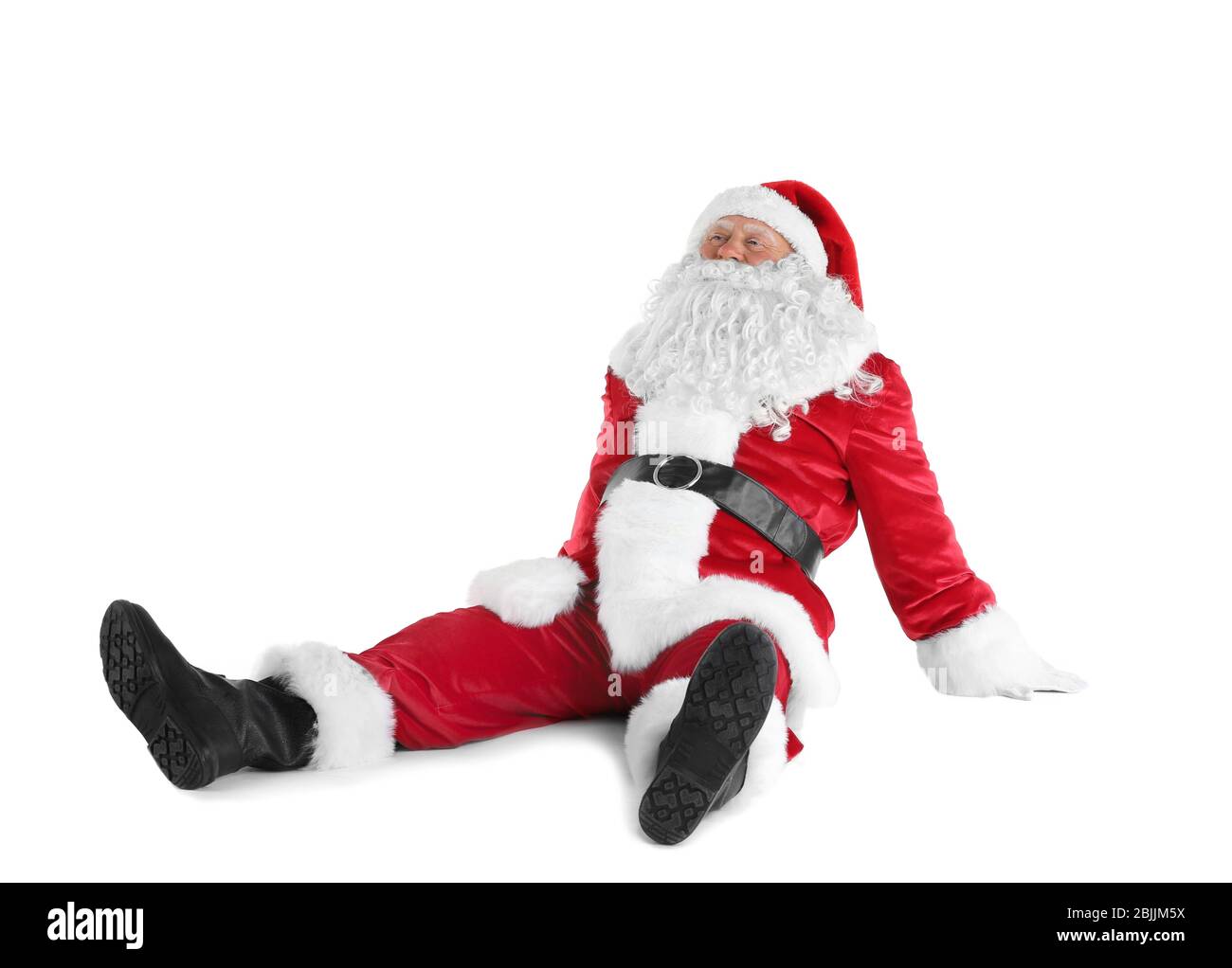 Happy authentic Santa Claus on white background Stock Photo - Alamy