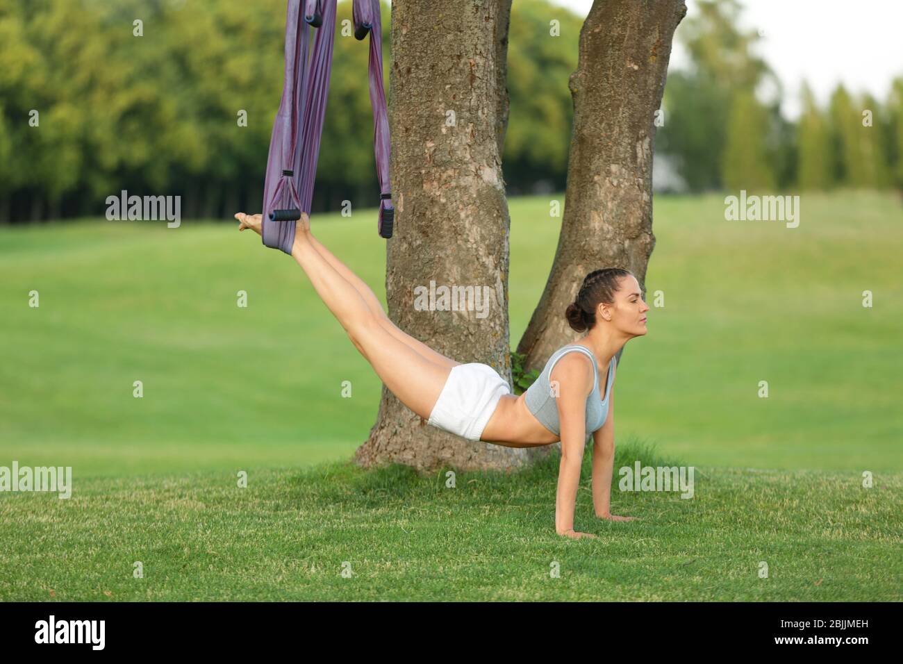 Aerial yoga energy hi-res stock photography and images - Alamy
