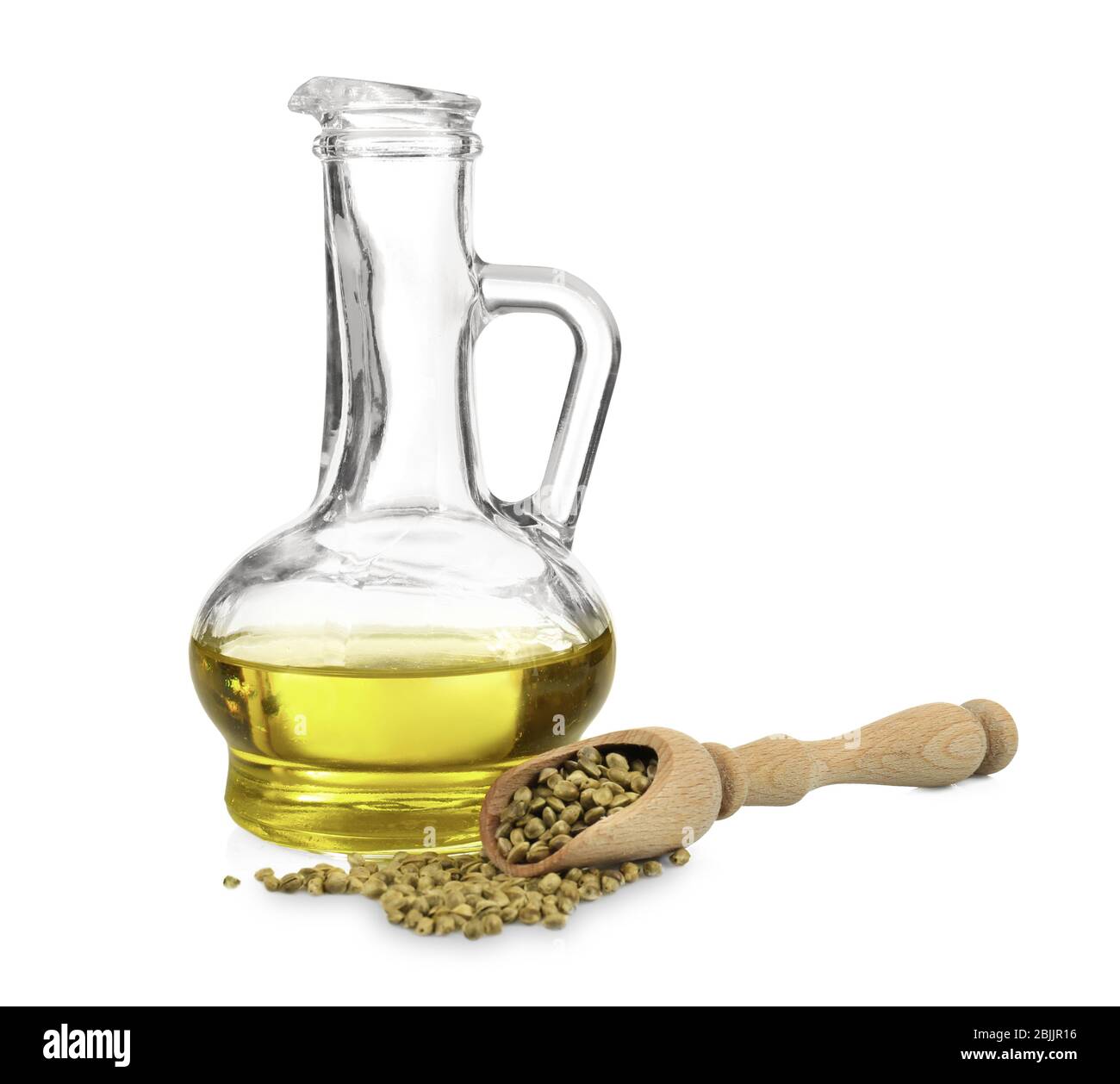Composition with hemp oil and seeds isolated on white Stock Photo - Alamy