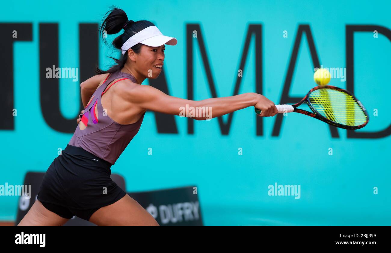 Su-Wei Hsieh of Chinese Taipeh in action during her first-round match ...